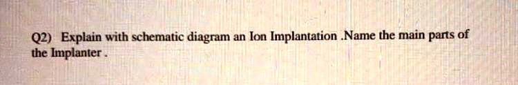 SOLVED: Q2) Explain with schematic diagram an Ion Implantation Name the ...