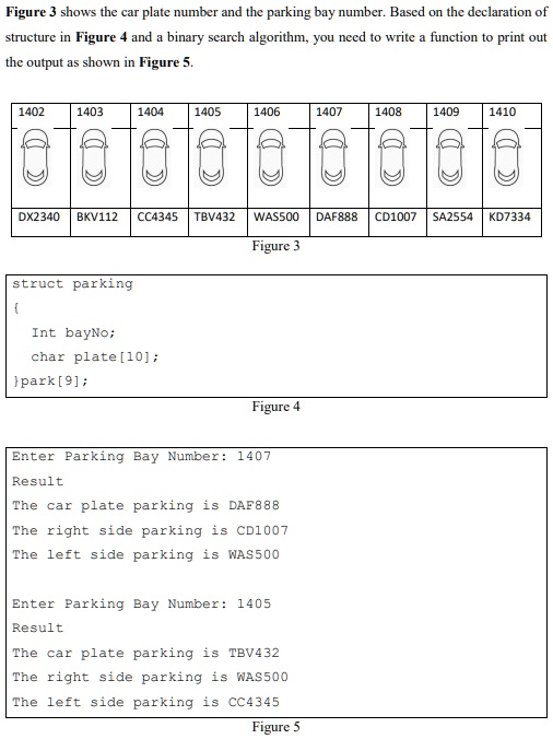 SOLVED: C program Figure 3 shows the car plate number and the parking ...
