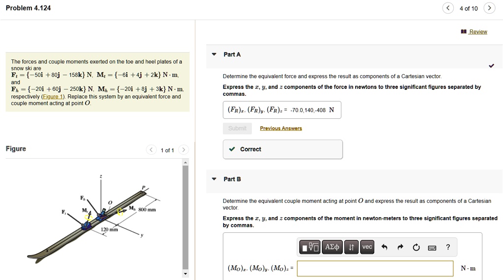 Problem 4.124 The forces and couple moments exerted on the toe and heel ...