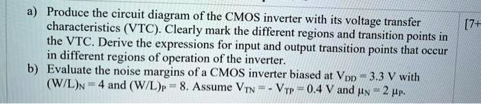 SOLVED: Produce the circuit diagram of the CMOS inverter with its ...