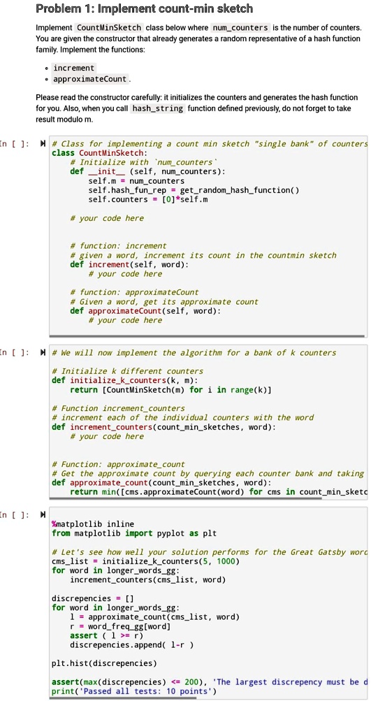 Get Answer Write Code In Missing Part Problem 1 Implement Count Min 5899