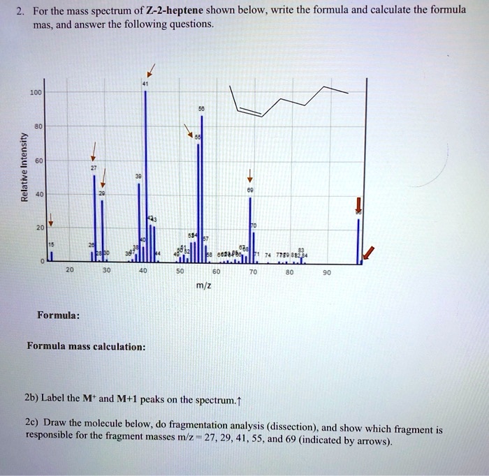 SOLVED: For the mass spectrum of Z-2-heptene shown below, write the ...
