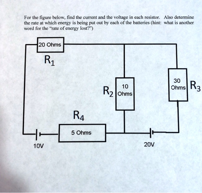 SOLVED: For the figure below, find the current and the voltage in each resistor. Also determine ...