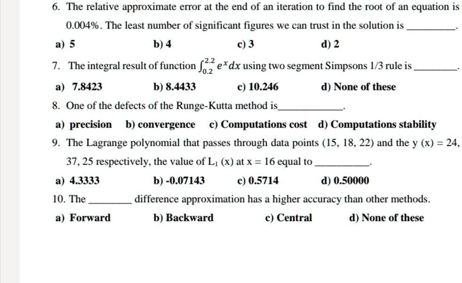 The Relative Approximate Error At The End Of An Iteration To Find The Root Of An Equation Is 0