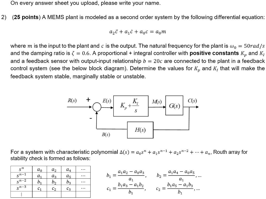 SOLVED: On every answer sheet you upload, please write your name. 25 ...