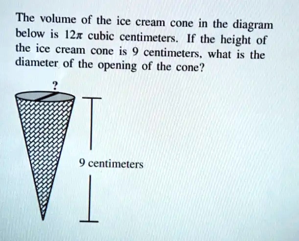 SOLVED: The volume of the ice cream cone in the diagram below is [2r ...
