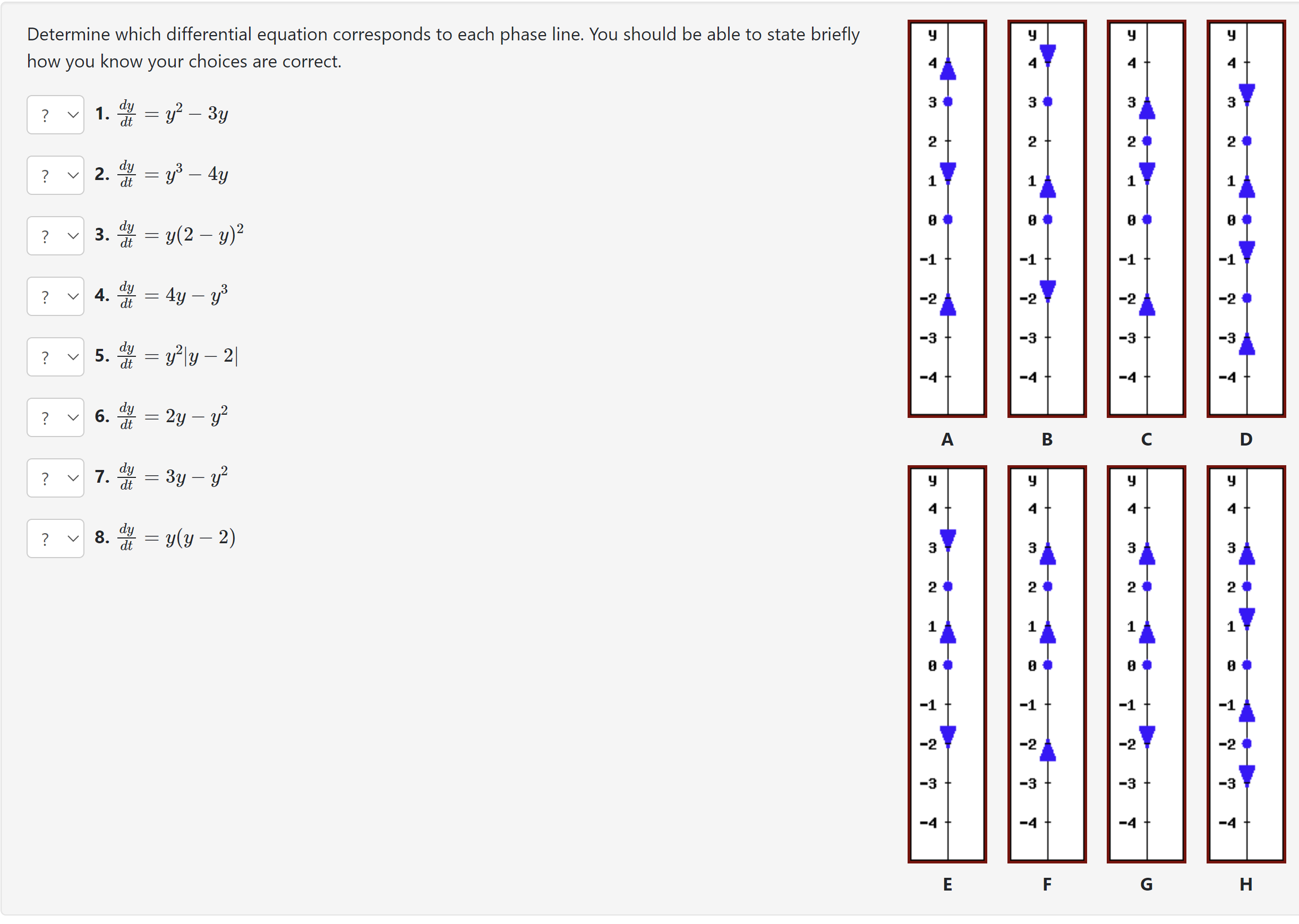Determine which differential equation corresponds to each...