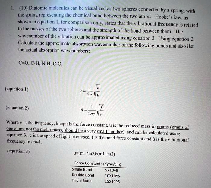 10 diatomic molecules can be visualized as two spheres connected by ...