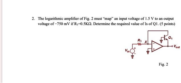 SOLVED: 2. The logarithmic amplifier of Fig.2 must map an input voltage ...