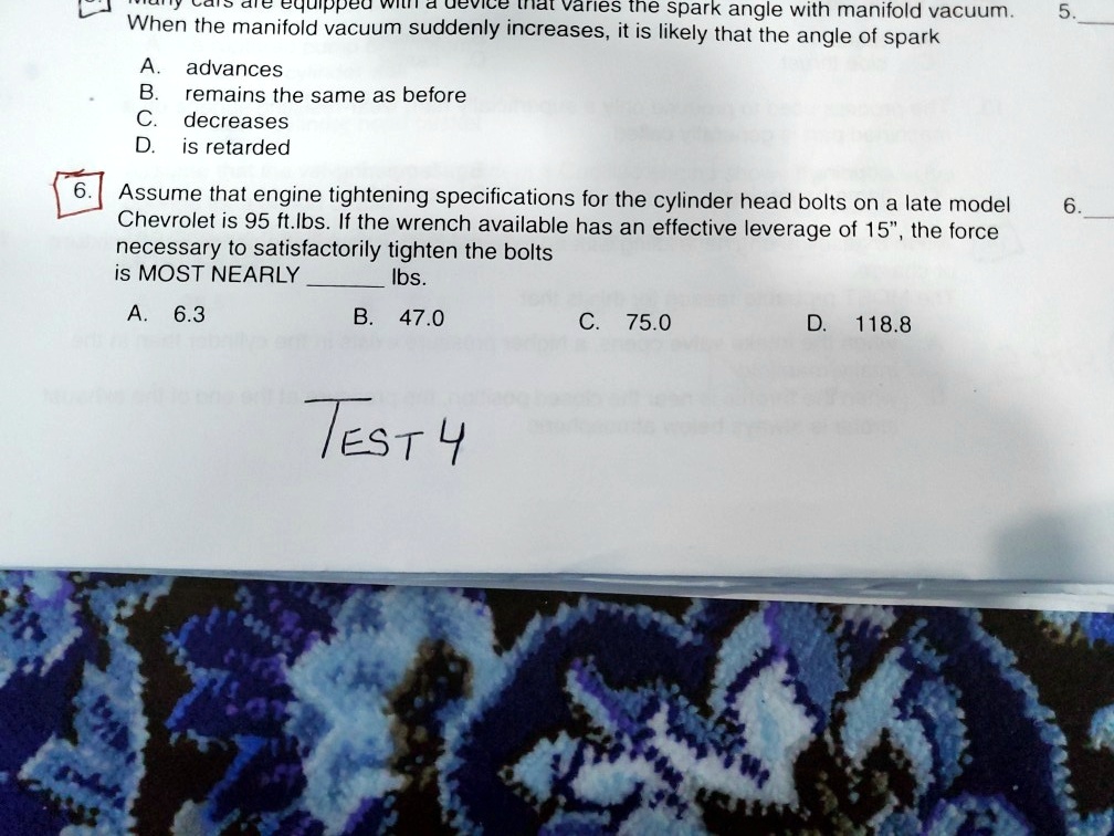 equipped that varies the spark angle with manifold vacuum. 5. When the ...