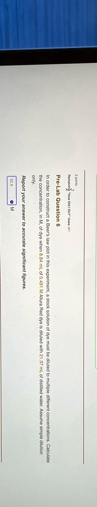 SOLVED: 2 pointsRemaining "How Did I Do?" Uses: 0/1Pre-Lab Question 6In ...