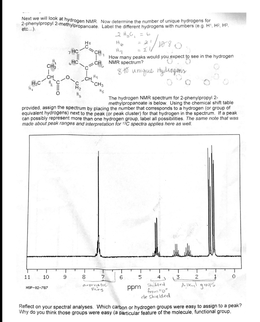 SOLVED: Next, we will look at hydrogen 2-phenylpropyl 2 NMR. Now ...