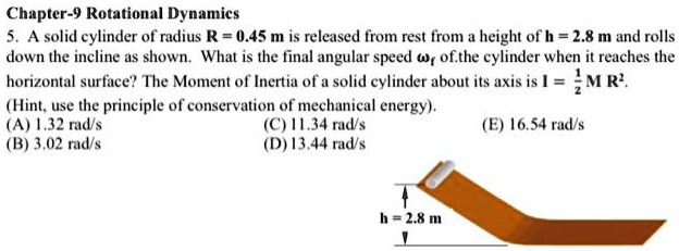 SOLVED: Chapter 9: Rotational Dynamics - Solid Cylinder A solid cylinder with a radius of R = 0. ...