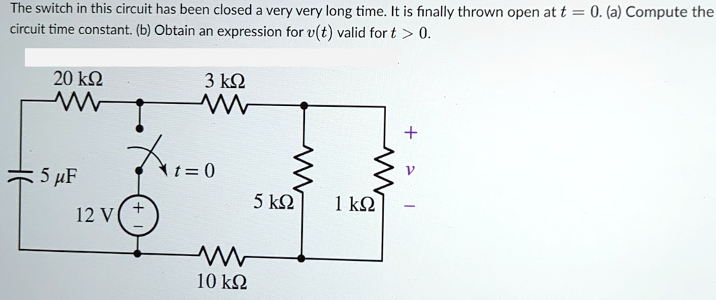 the switch in this circuit has been closed a very very long time it is finally thrown open at t ...