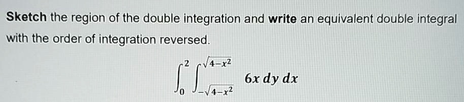 Sketch the region of the double integration and write an...