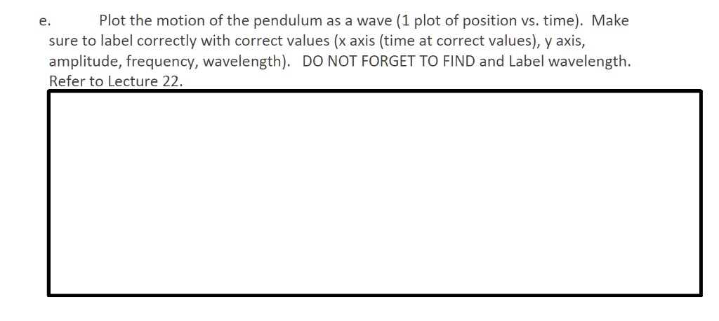 SOLVED: Plot the motion ofthe pendulum as a wave (1 plot of position vs ...