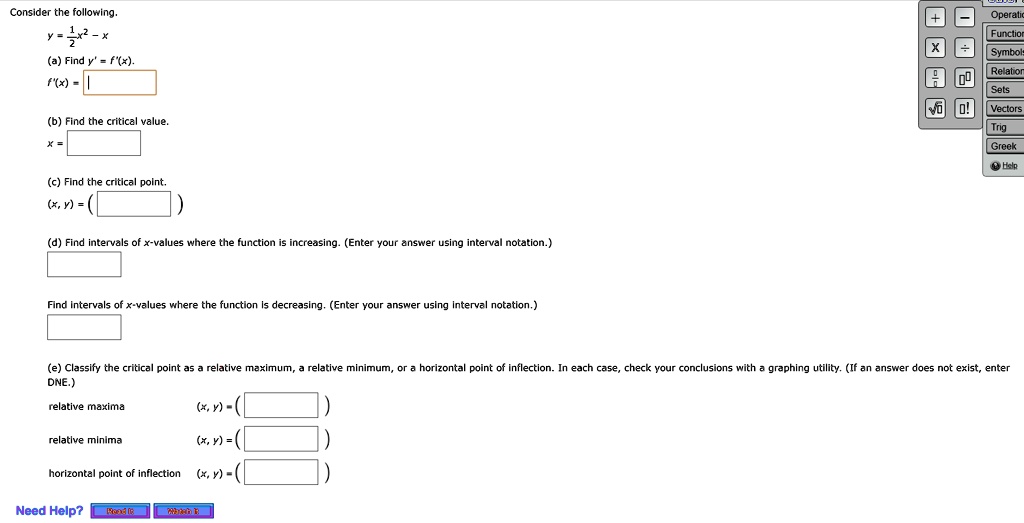 SOLVED: Consider the following 12 (a) Find f"( ). f" (x) Onerali Funclio Sumbol Vectors (b) Find ...