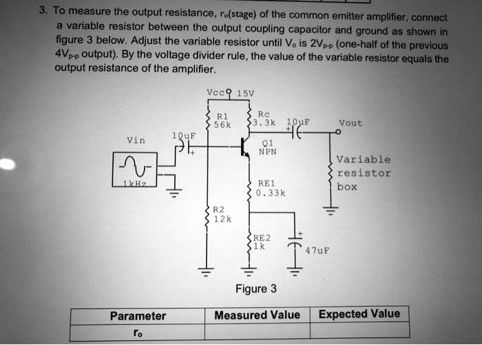 3. To measure the output resistance, ro(stage) of the common emitter ...