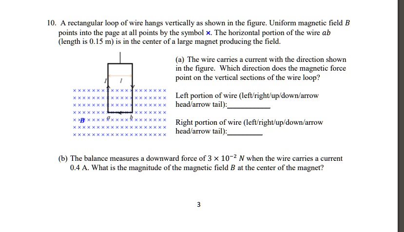 SOLVED: 10. A rectangular loop of wire hangs vertically as shown in the figure. Uniform magnetic ...