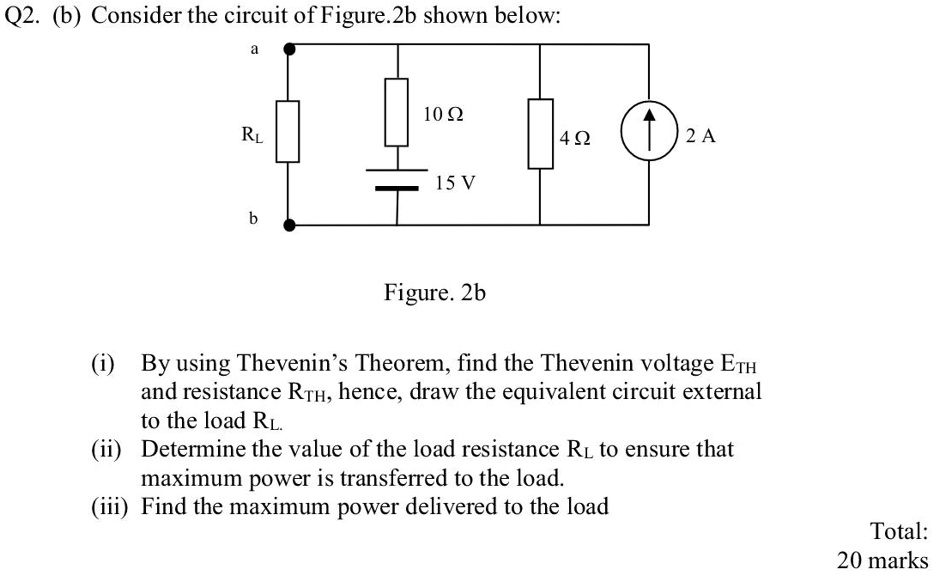 SOLVED: Q2. b) Consider the circuit of Figure 2b shown below: a 100Î© R1 4Î© 2 A 15V Figure 2b i ...