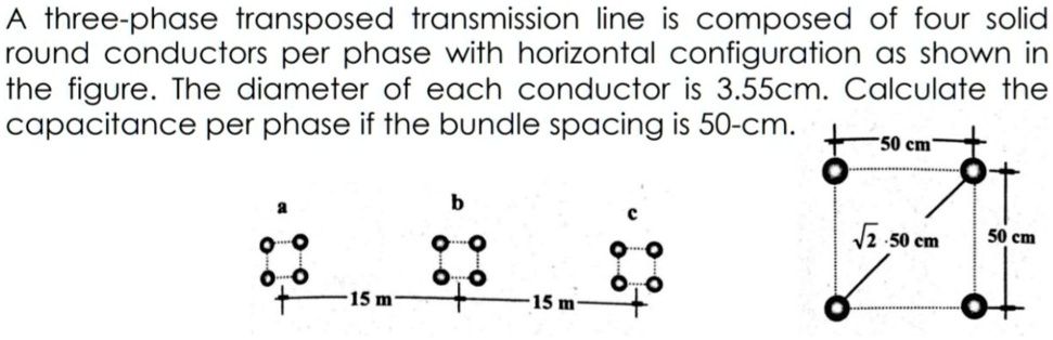 A three-phase transposed transmission line is composed of four solid ...