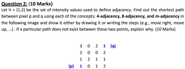 SOLVED: Let V = 1,2 be the set of intensity values used to define ...