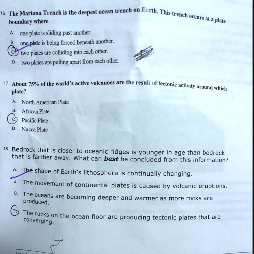 SOLVED: What boundary does it occur? 16. The Mariana Trench is the ...