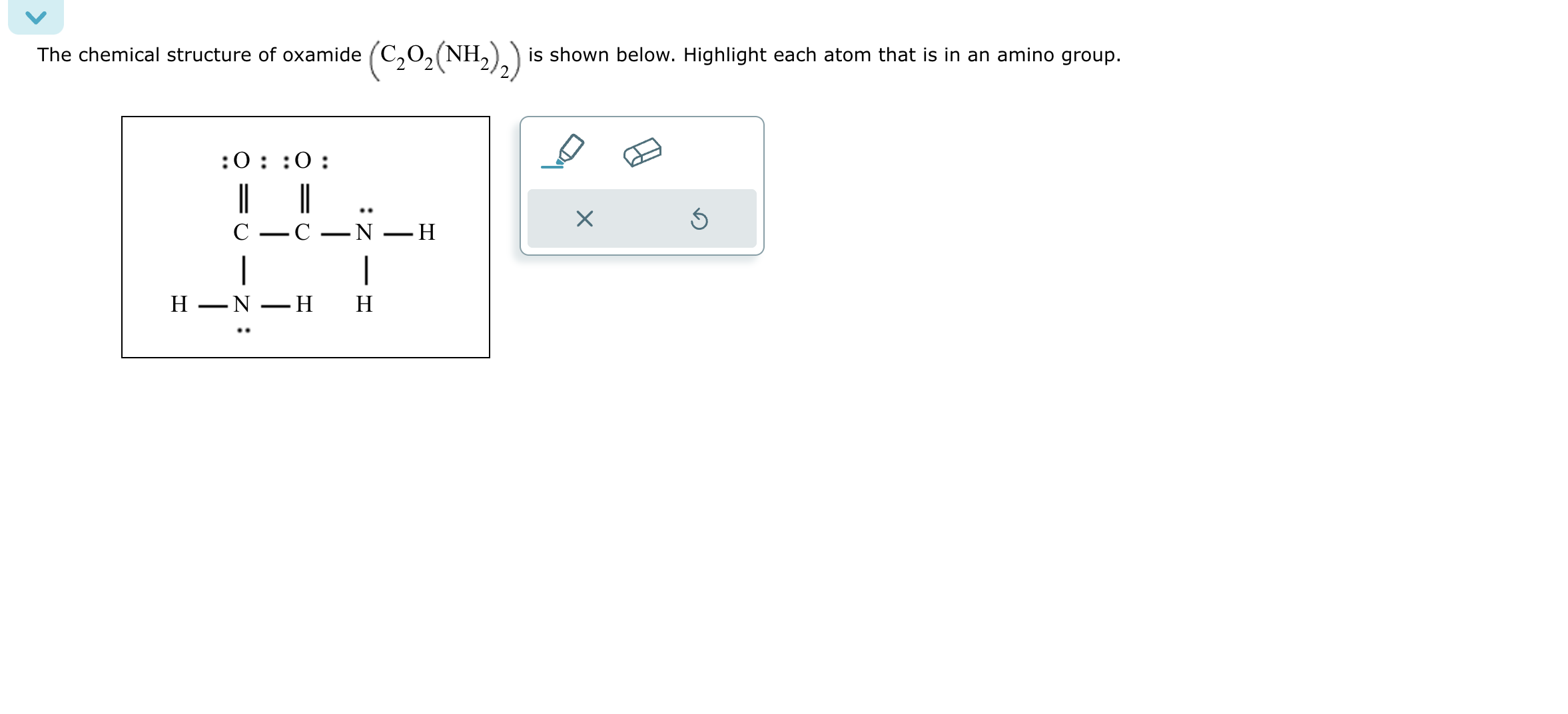 SOLVED: The chemical structure of oxamide (C2O2(NH2)2) is shown below ...