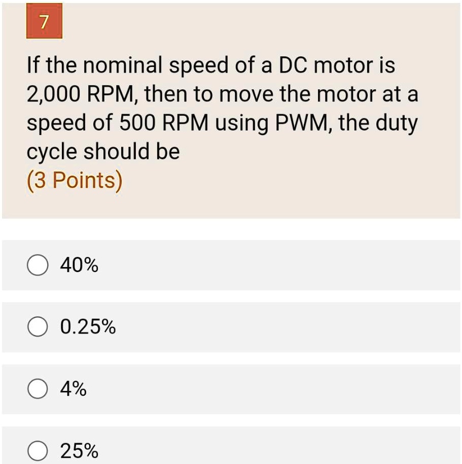 SOLVED: If the nominal speed of a DC motor is 2,000 RPM, then to move ...