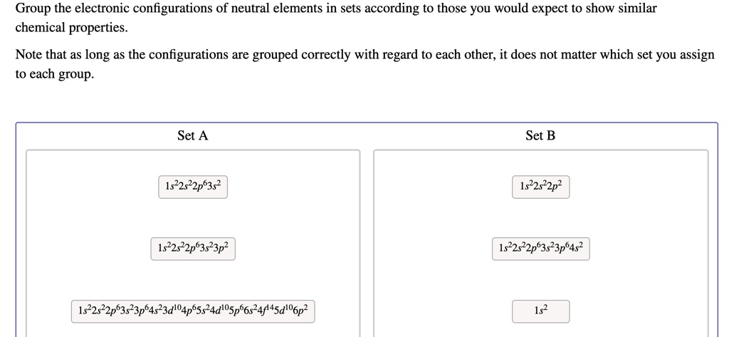 group the electronic configurations of neutral elements in sets ...