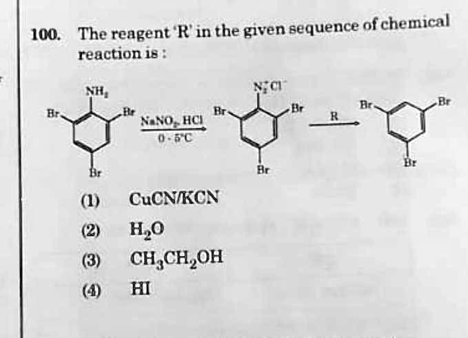 SOLVED: "The reagent 'R' in the given chemical sequence is?"