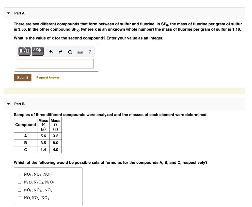 SOLVED: Part A There are two ditferent compounds that torm between of ...
