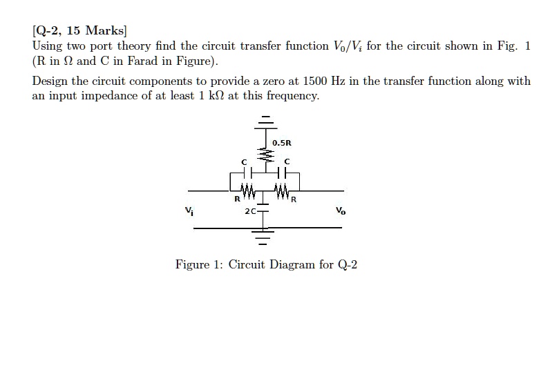 SOLVED: [Q-2,15 Marks] Using two port theory find the circuit transfer ...