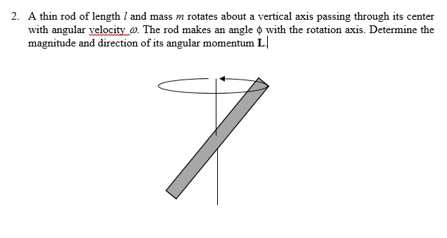SOLVED: A thin rod of length and mass m rotates about vertical axis ...