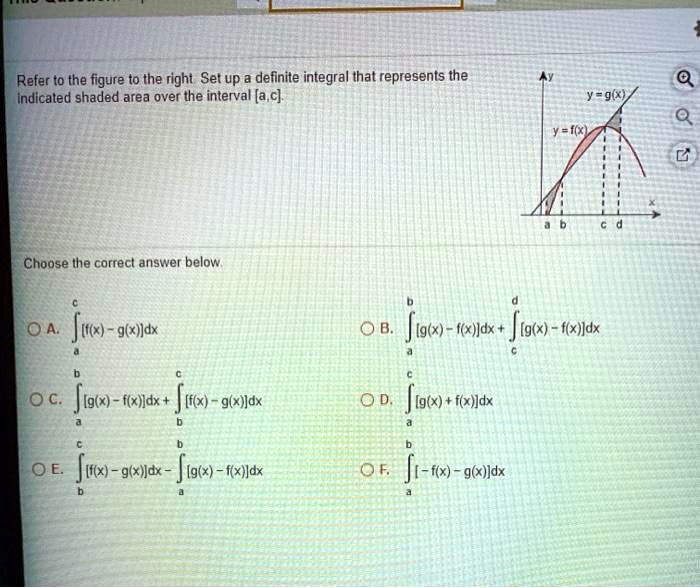 SOLVED: Refer to the figure to the righi Set up definite integral that ... SOLVED: Refer to the figure to the righi Set up definite integral that ...