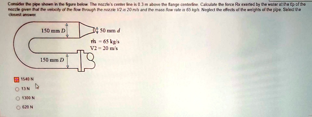 SOLVED: Consider the pipe shown in the figure below. The nozzle's ...