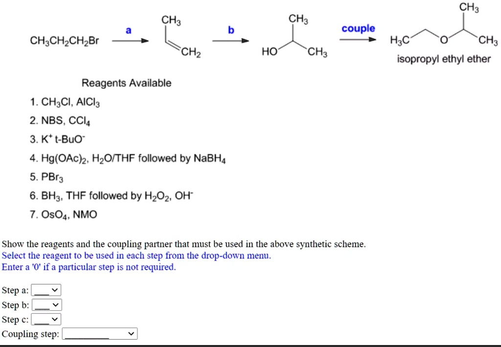 ch3 cha ch3 couple h3c ch3 ch3 isopropyl ethyl ether chchzchzbr ho ...
