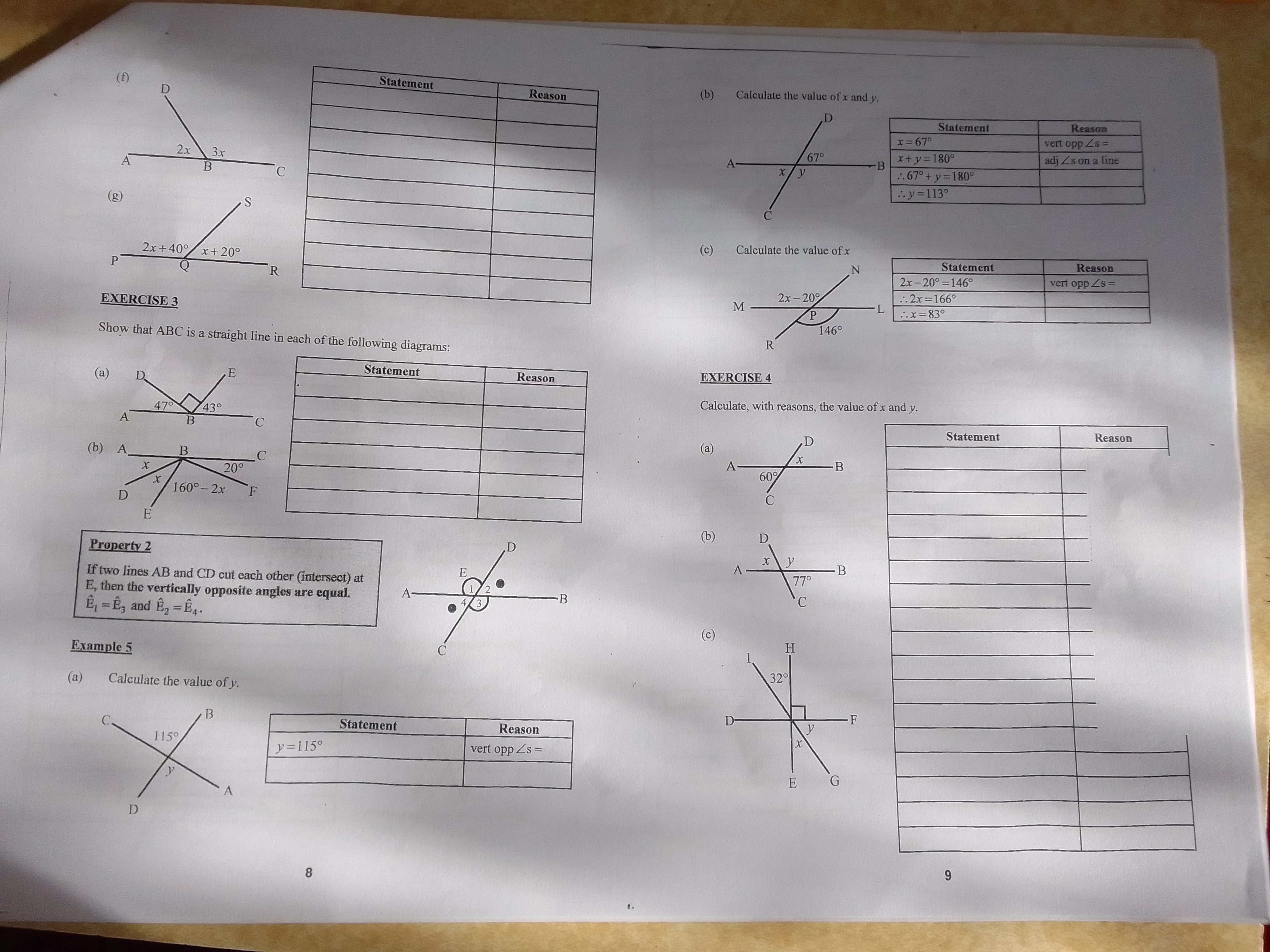 (f) EXERCISE 3 Show that ABC is a straight line in each of the ...