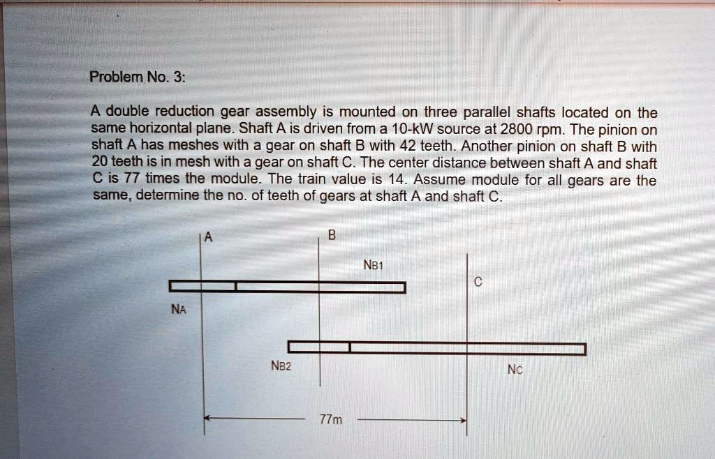 Problem No. 3: A double reduction gear assembly is mounted on three ...