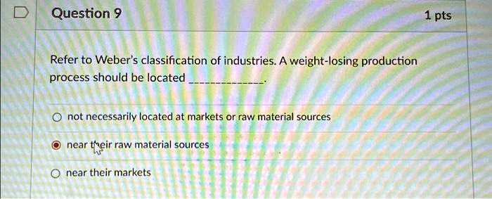 SOLVED: Refer to Weber's classification of industries. A weight-losing ...