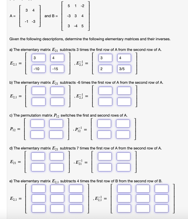 and b given the following descriptions determine the following ...