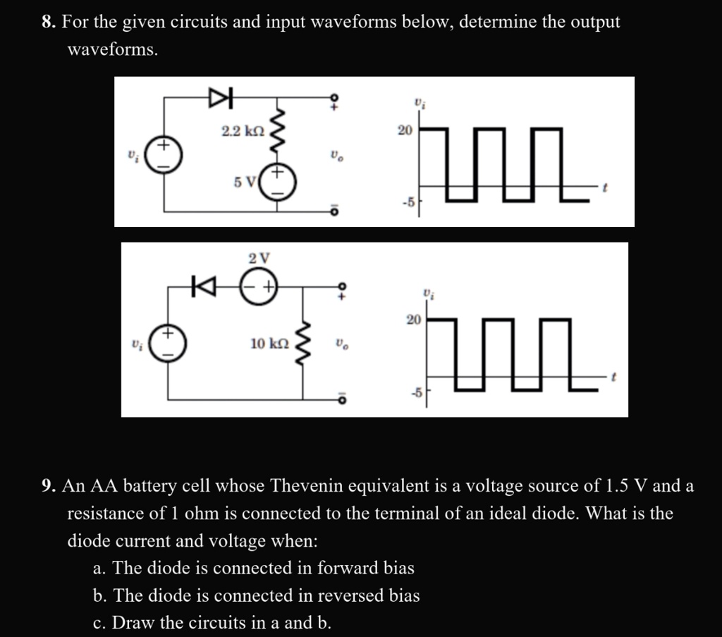 Get Answer For The Given Circuits And Input Waveforms Below Determine 3309