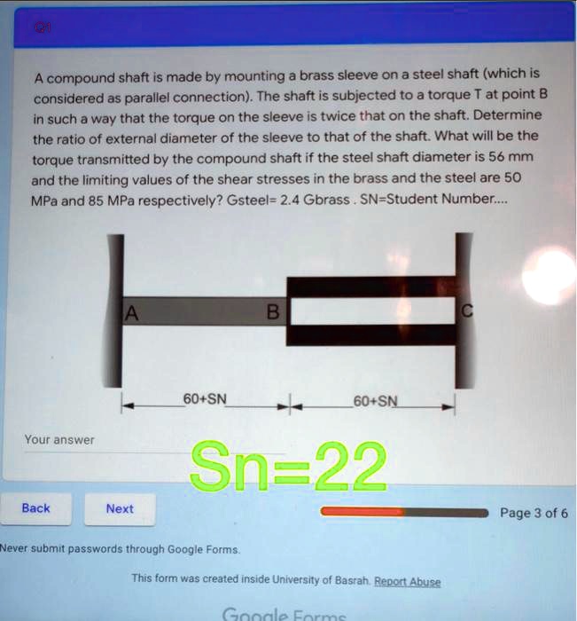 SOLVED: A compound shaft is made by mounting a brass sleeve on a steel ...