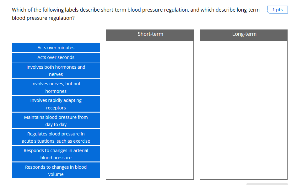 SOLVED: Which of the following labels describe short-term blood ...