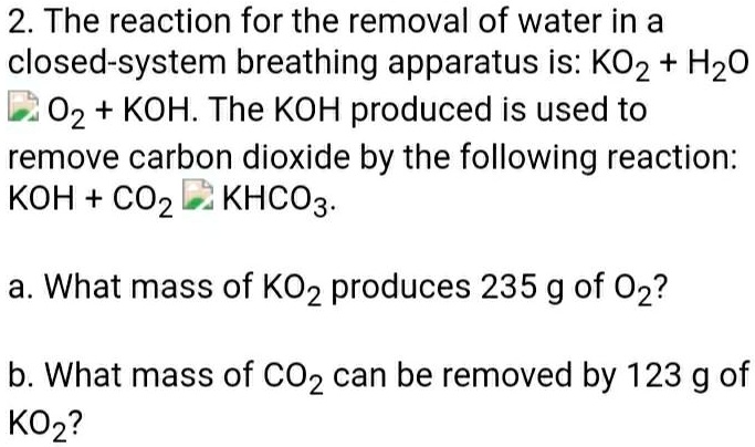 The reaction for the removal of water in a closed-system breathing ...
