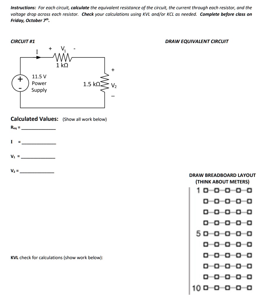 instructions for each circuit calculate the equivalent resistance of the circuit the current ...