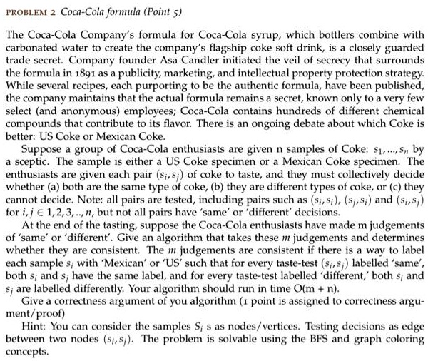 Algorithm problem 2 coca cola formulapoint 5 the coca cola...