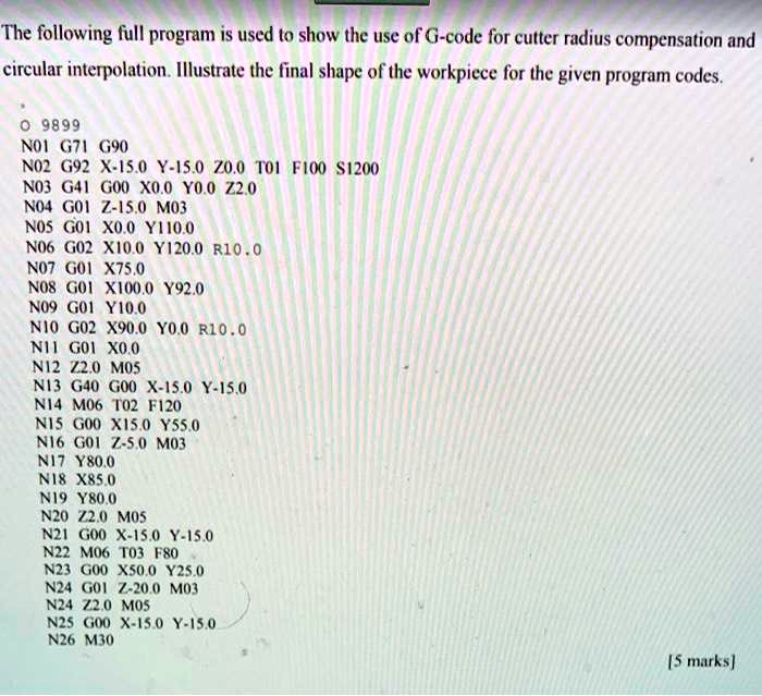 The following full program is used to show the use of G-code for cutter ...
