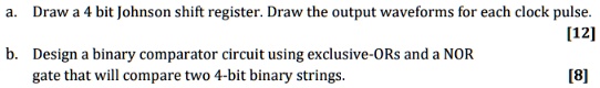SOLVED: a Draw a 4 bit Johnson shift register. Draw the output ...