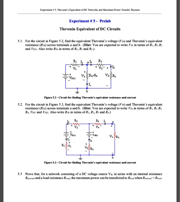 experiment 5 thevenins equivalent of dc networks and maximum power transfer theorem experiment5 ...